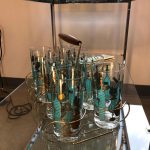 Eight Mid Century Modern Tom Collins Glasses with Exotic Barware ...