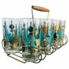 Eight Mid Century Modern Tom Collins Glasses with Exotic Barware ...