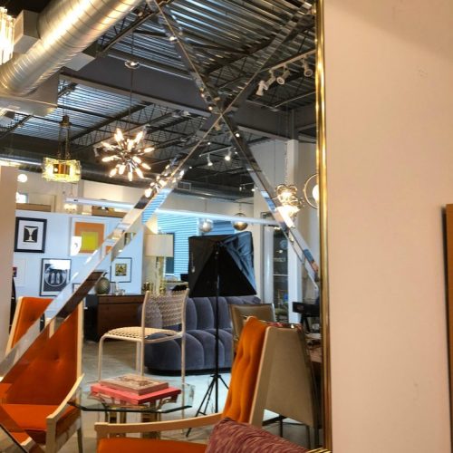 Mid Century Modern Brass Frame and Harlequin Pattern Beveled Glass Wall ...