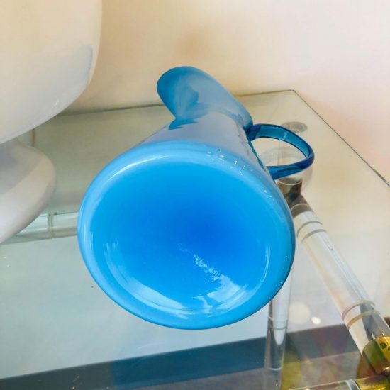 Mid Century Modern Italian Azure Blue Over White Cased Venetian Glass ...