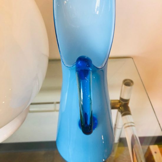 Mid Century Modern Italian Azure Blue Over White Cased Venetian Glass ...