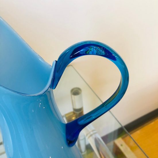 Mid Century Modern Italian Azure Blue Over White Cased Venetian Glass ...