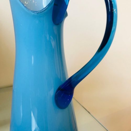 Mid Century Modern Italian Azure Blue Over White Cased Venetian Glass ...