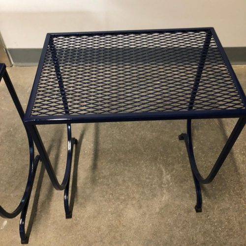 Mid Century Modern John Salterini Navy Wrought Iron S/3 Stacking Patio ...