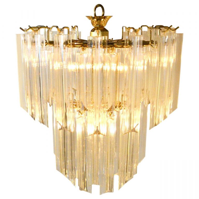 Mid Century Modern Lucite and Brass “Waterfall” Chandelier – MrsPKandOz